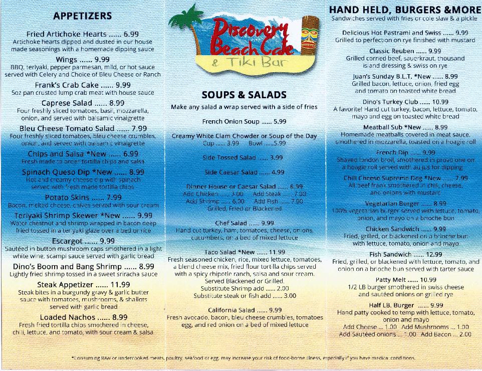 Discovery Beach Cafe - MENU